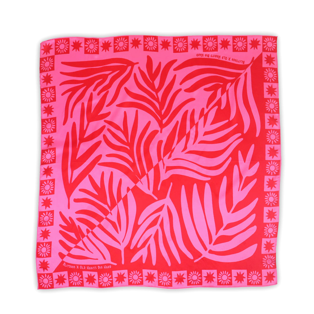Blitsbee x Old Habits Die Hard - Silk Bandana Pink Sunset