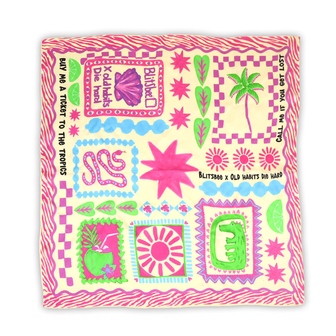 Blitsbee x Old Habits Die Hard - Silk Bandana Island Getaway